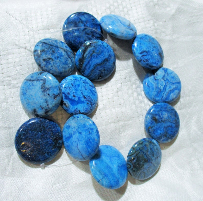 Larimar Blue Crazy Lace Puff Coin Beads 30mm One 15 Inch - Etsy