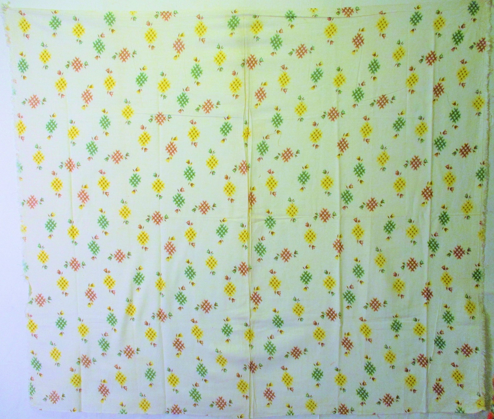 Vintage Flower Trellis/trellises Print Cotton Feedsack Green | Etsy