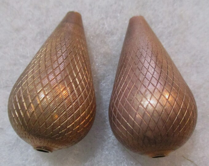 Vintage Pear Shaped Textured Pattern Patina Brass Beads/jewelry ...
