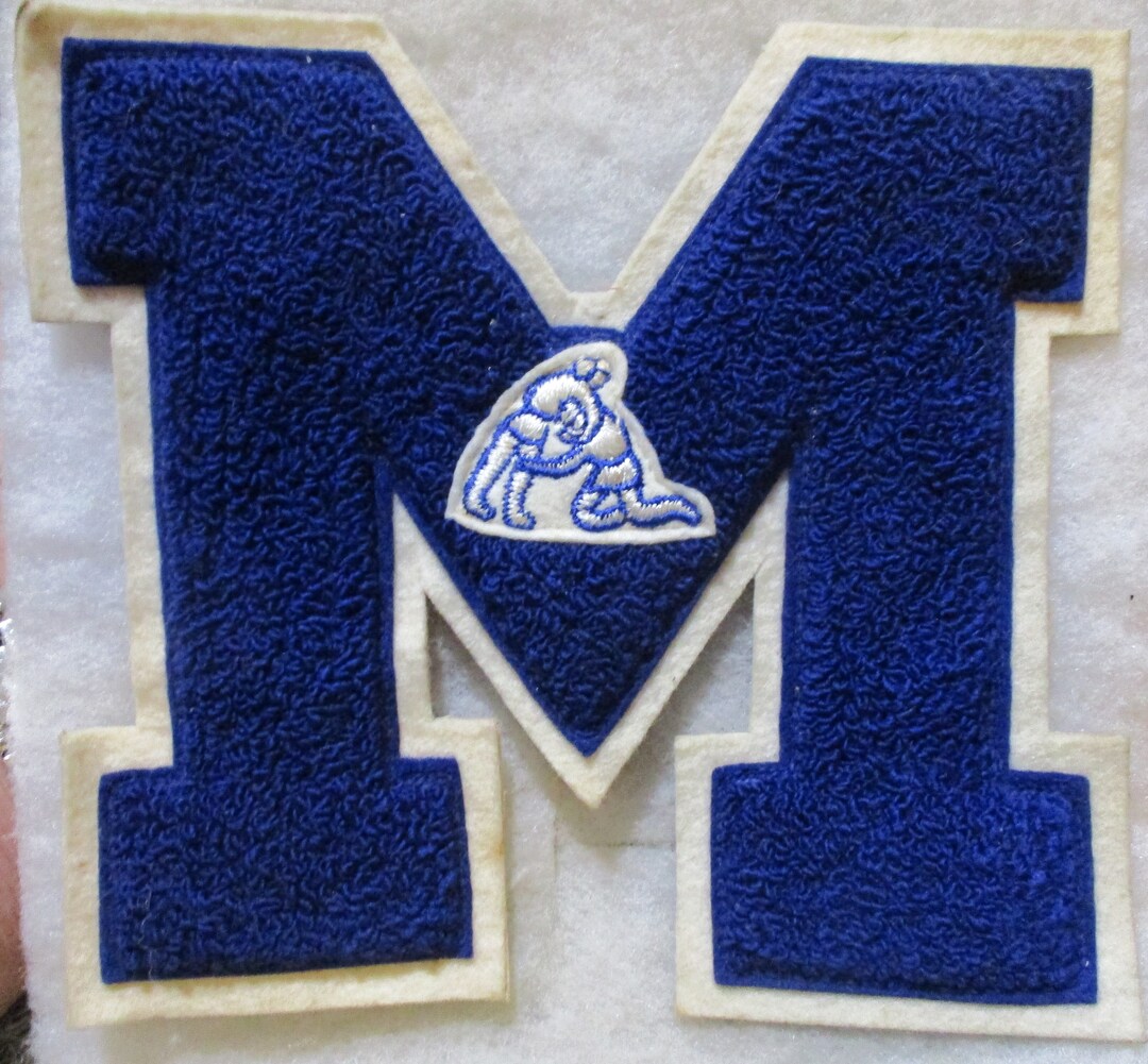 Vintage 1967 Sweater Letter "m" Fabric Applique, High School Wrestling ...