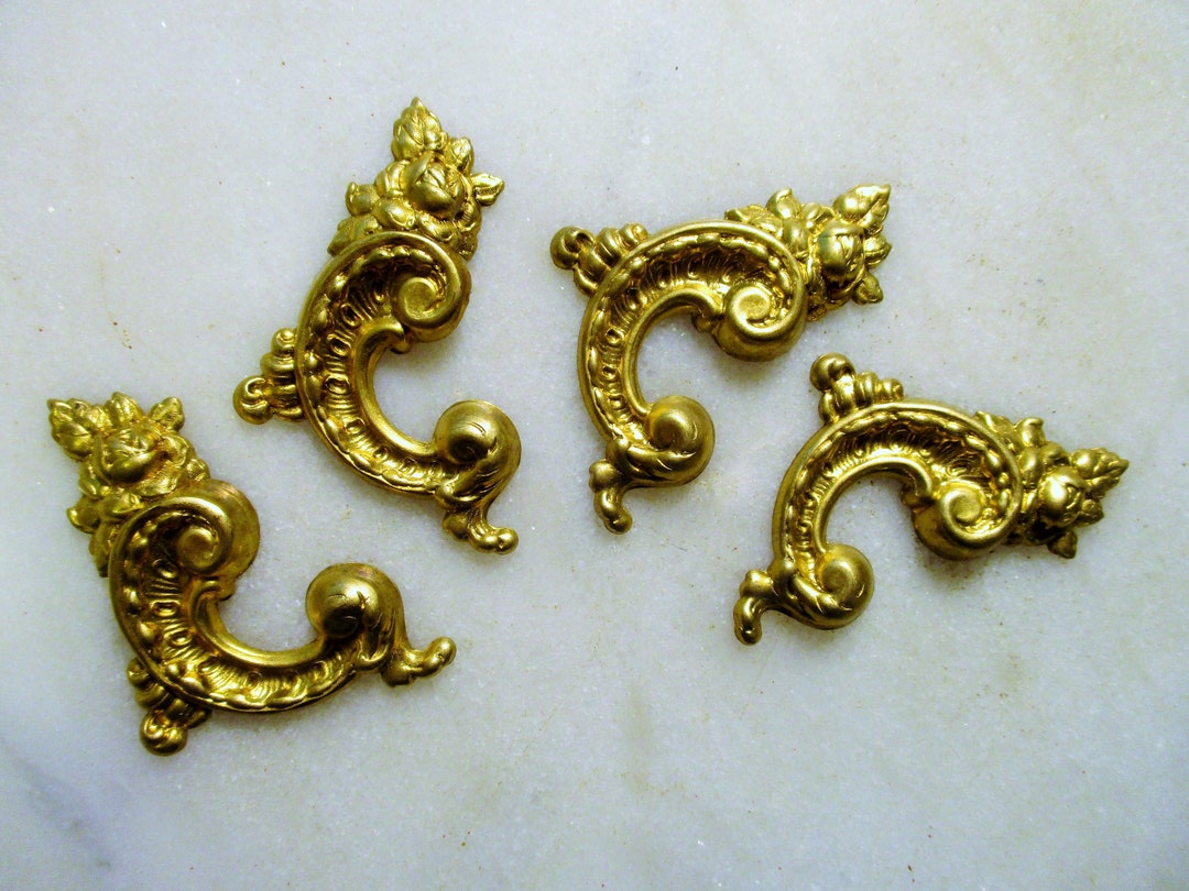 Vintage Swag Stampings, Victorian Style Stamped Brass Leaf & Rose ...