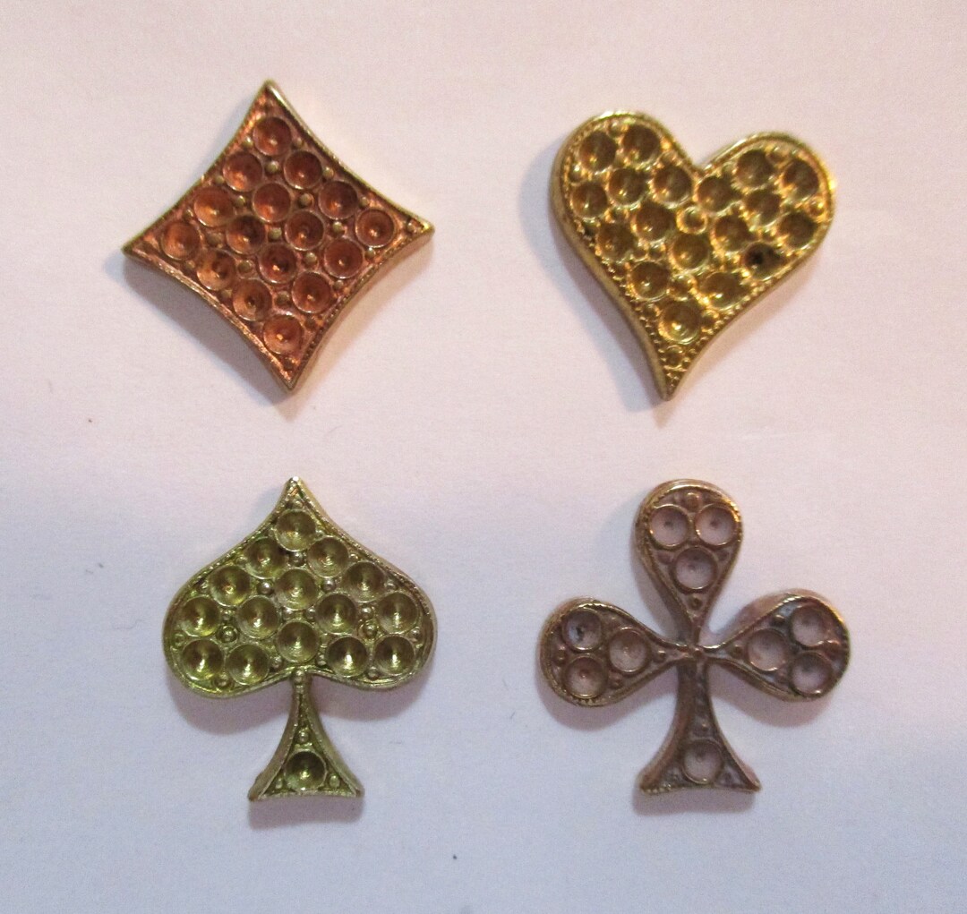 Vintage French Die Struck Brass Playing Card Symbols, Findings/jewelry ...