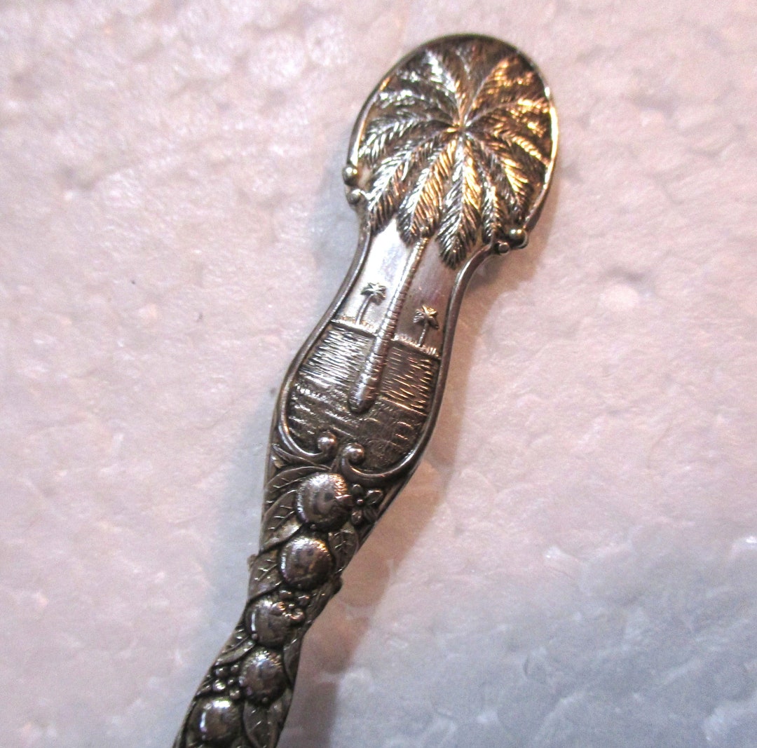 Florida Vintage Sterling Silver Souvenir Spoon Alligator/palm Tree ...