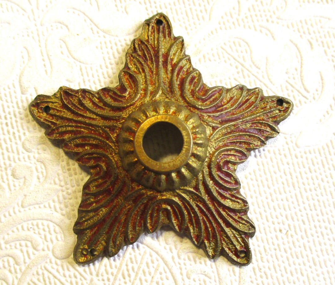 Vintage Cast Brass Star Shaped Leaf Design Lamp Bobeche/canopy Fitting ...
