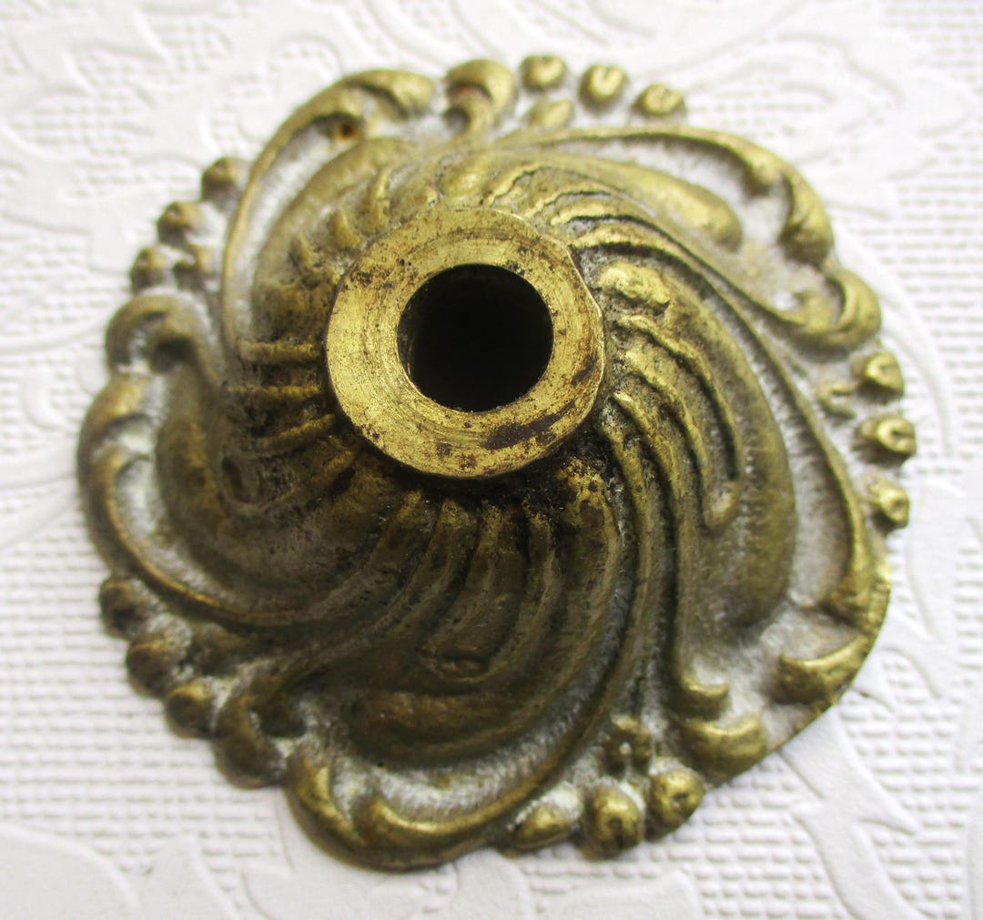 1 Vintage Cast Brass Lamp Bobeche/canopy Fitting/replacement Rosette ...