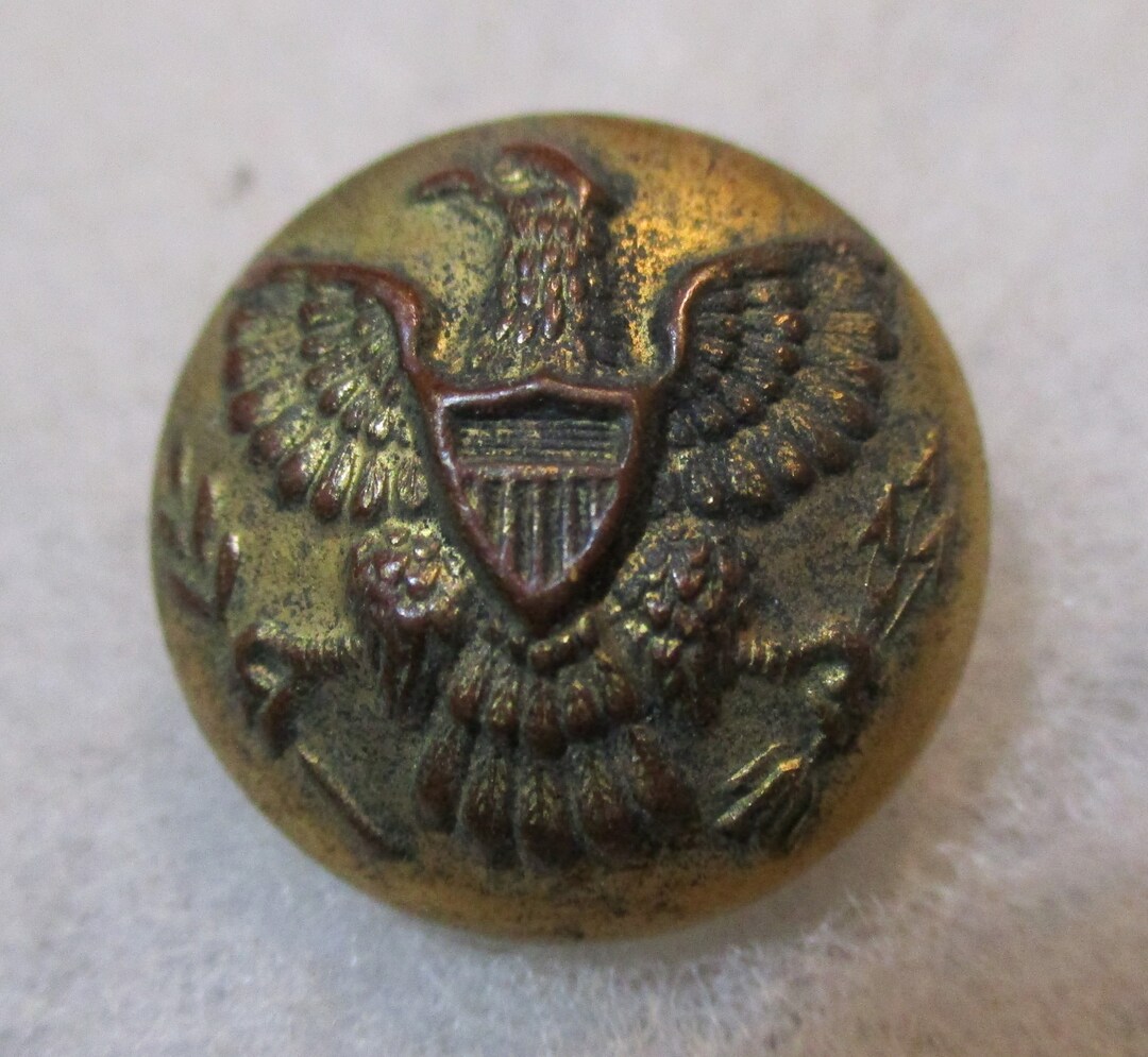 Authentic Antique Indian Wars Gilded Eagle & Shield 20mm Brass Button ...