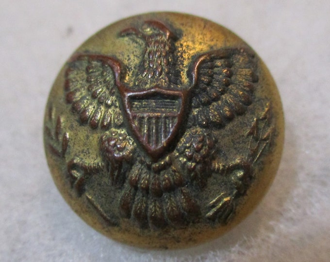 Authentic Antique Indian Wars Gilded Eagle & Shield 20mm Brass Button ...