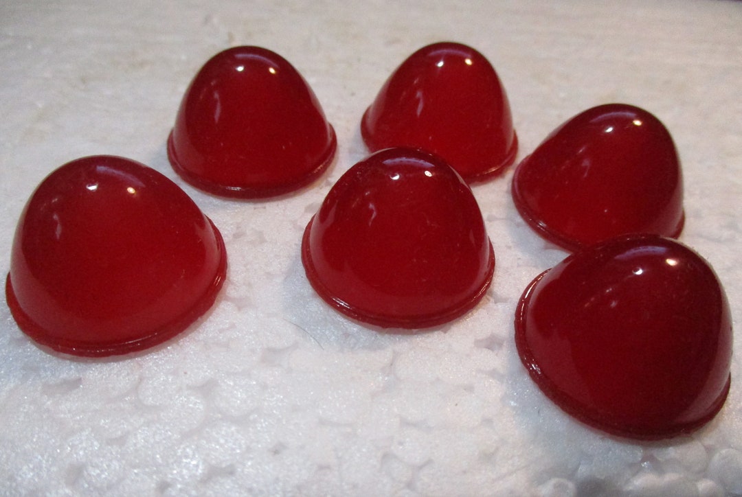 6 Vintage Dark Red Glass Domes/cabochons/jewelry Craft Components, 26mm ...