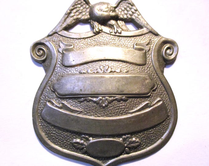 Vintage Silver Tone Metal Eagle Badge Pin Shield Stamping, Security ...