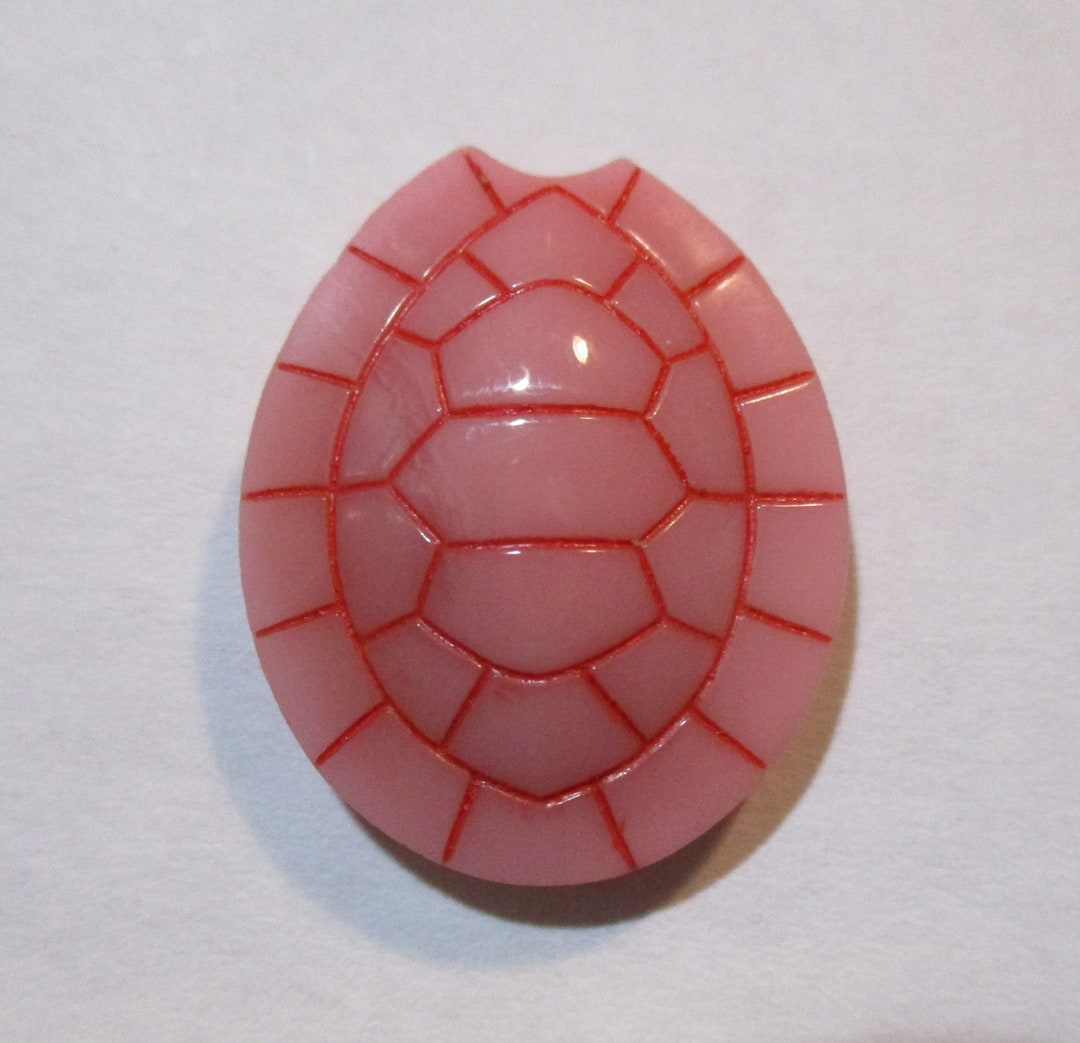 Vintage Pale Red/pink Glass Turtle Shell Shaped Cabochon/jewelry ...