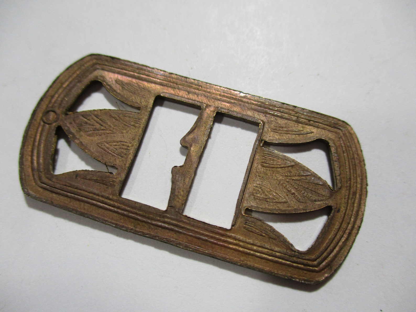Antique Art Deco Die Struck Patina Brass Buckle, Sewing Notion/supply ...
