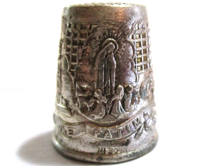Vintage basilica De Fatima Silver Tone Metal Christian Sewing Thimble ...