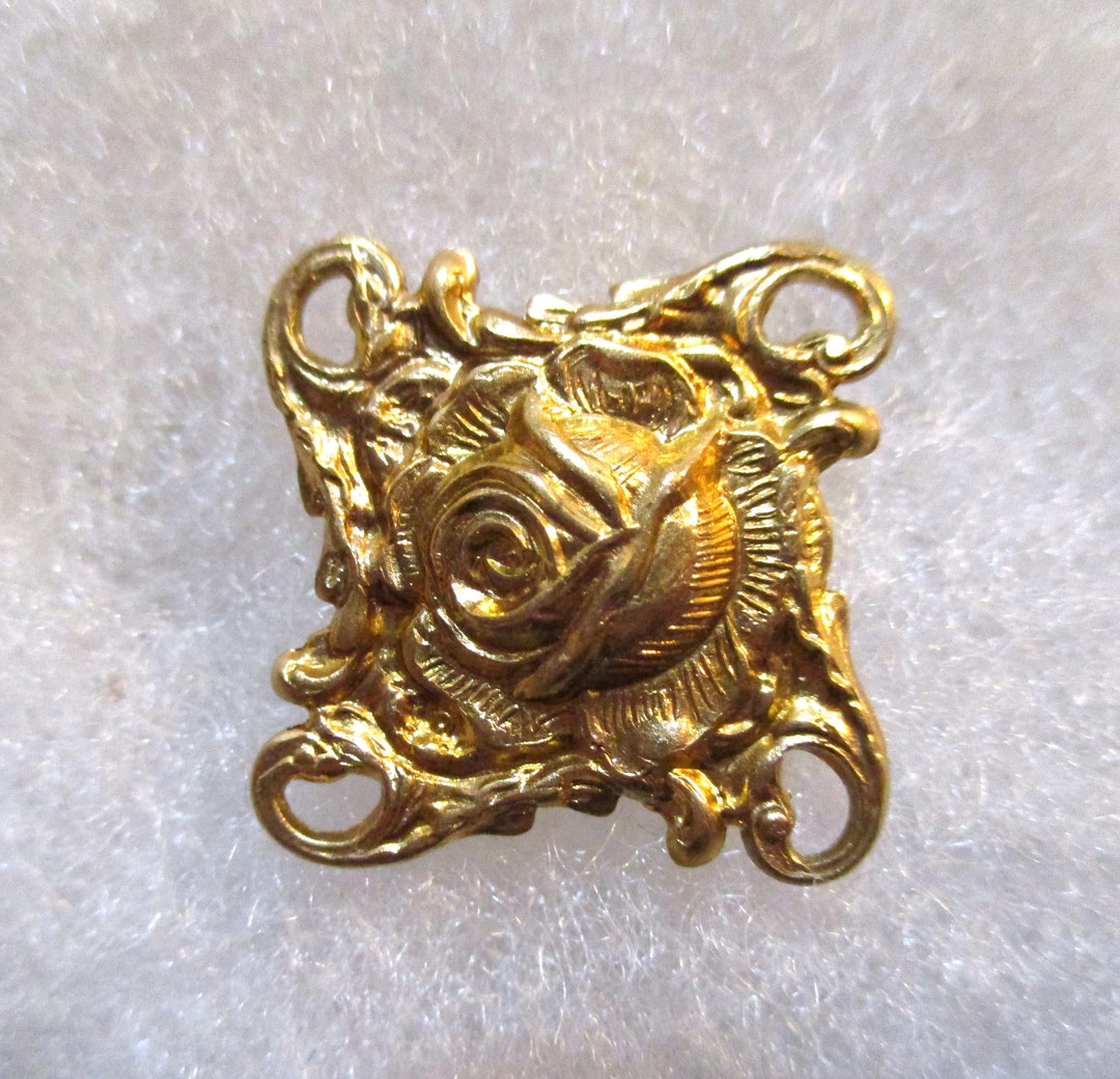 Vintage Rose Flower Connector, Detailed Floral Jewelry Component ...
