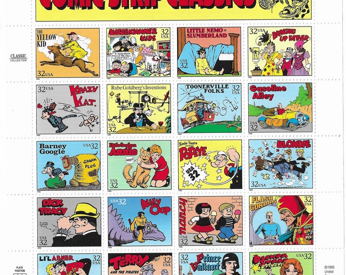 Vintage 1995 Comic Strip Classics, Sheet of 20 32 Cent Postage Stamps ...
