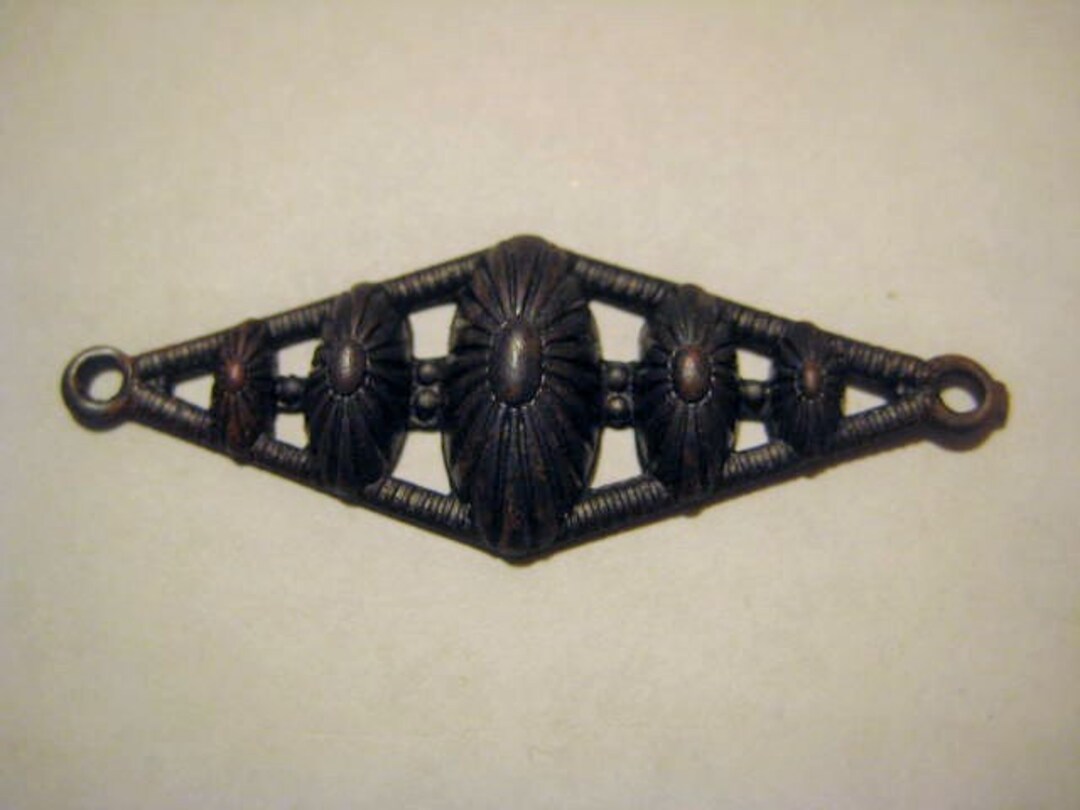 Vintage Brass Filigree Diamond Shape Connector, Art Deco Stamping, Dark ...