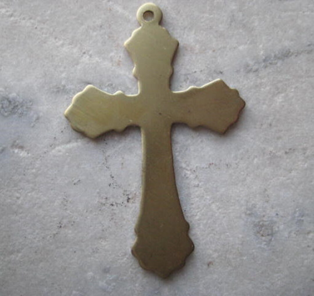1 Vintage Stamped Raw Brass 47mm Basic Cross Pendant/base Finding. 47mm ...