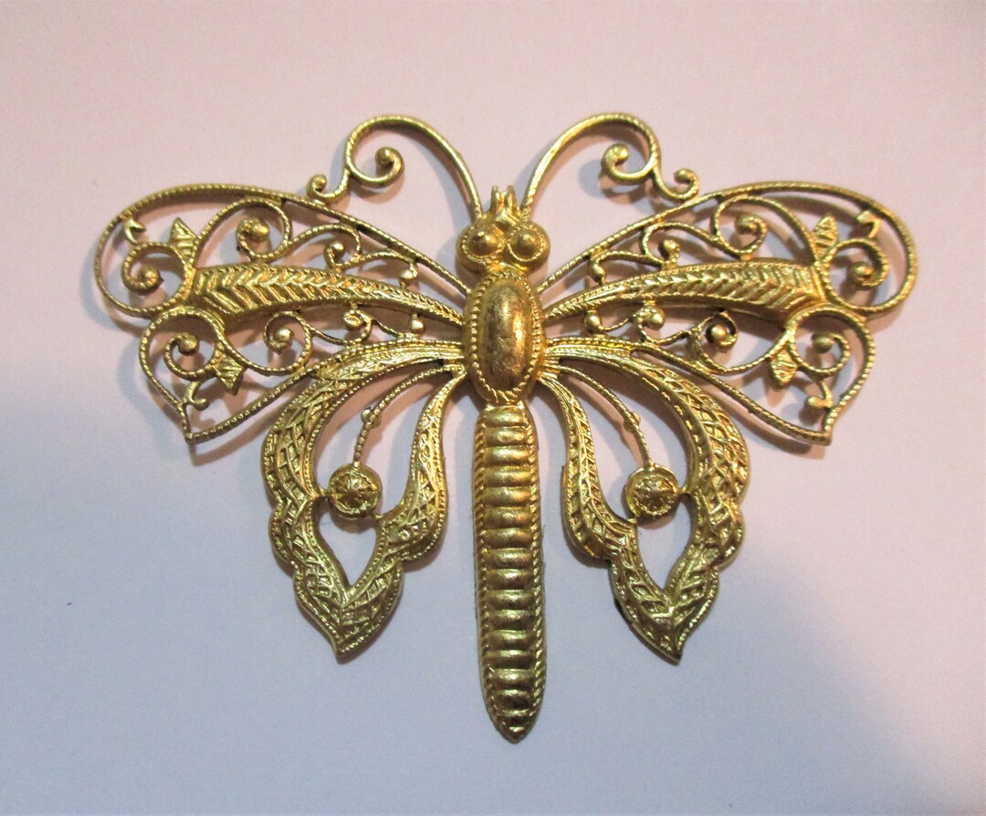 Vintage Filigree Butterfly/moth, Die Struck Brass Jewelry Component ...