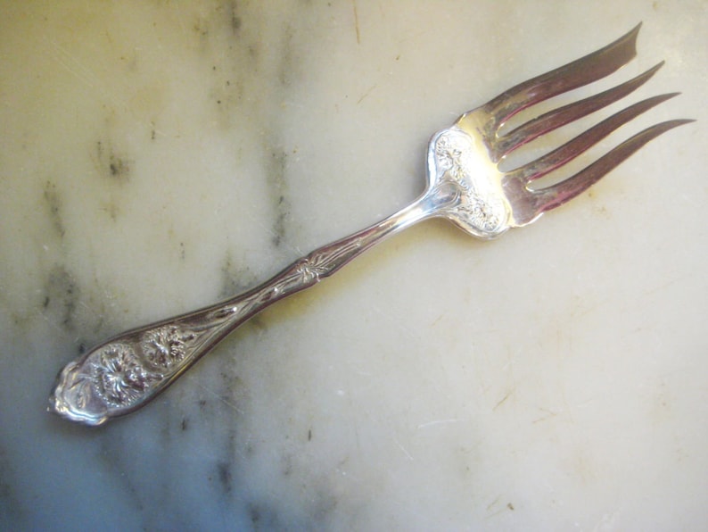 Antique 1908 Silverplate Meat Fork Carnation Pattern by W. - Etsy