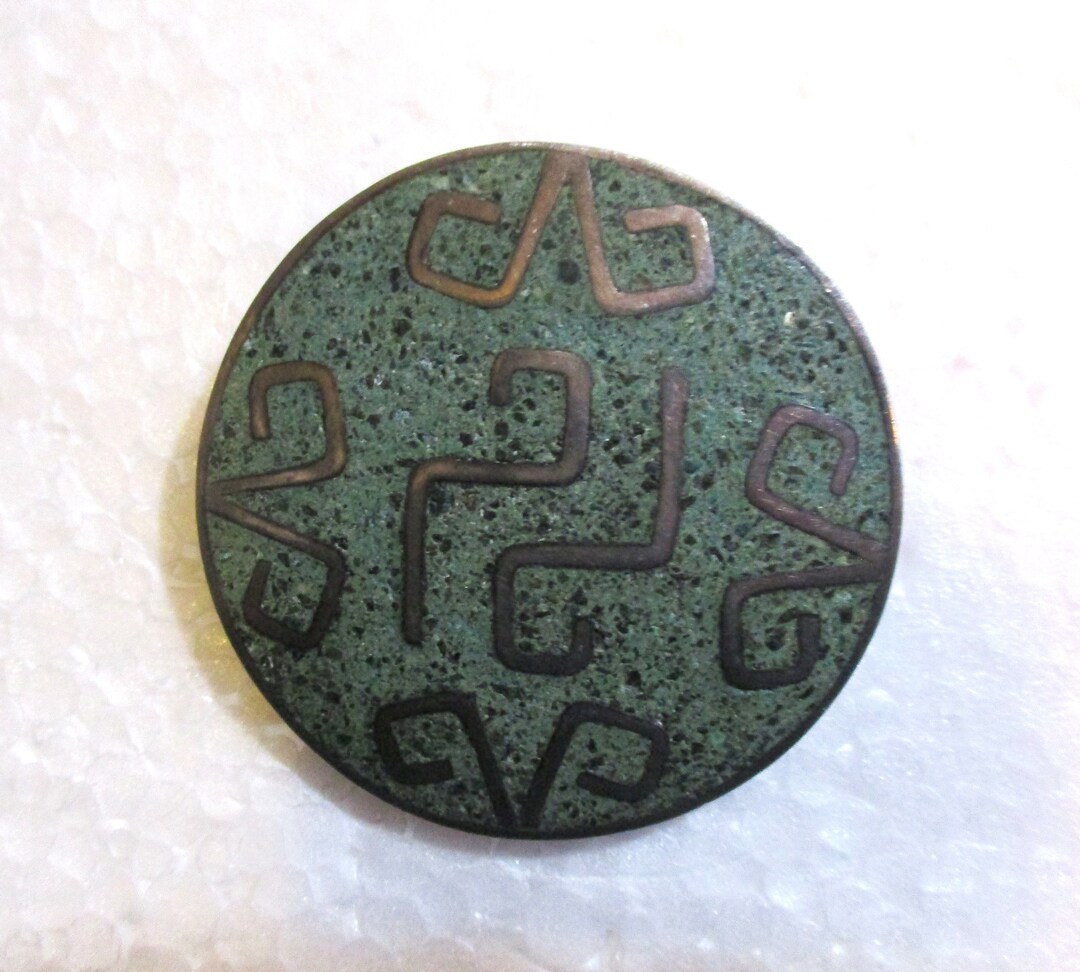 Vintage Signed "l.r. Garcia" "925 Sterling" Silver Pendant/round Brooch ...