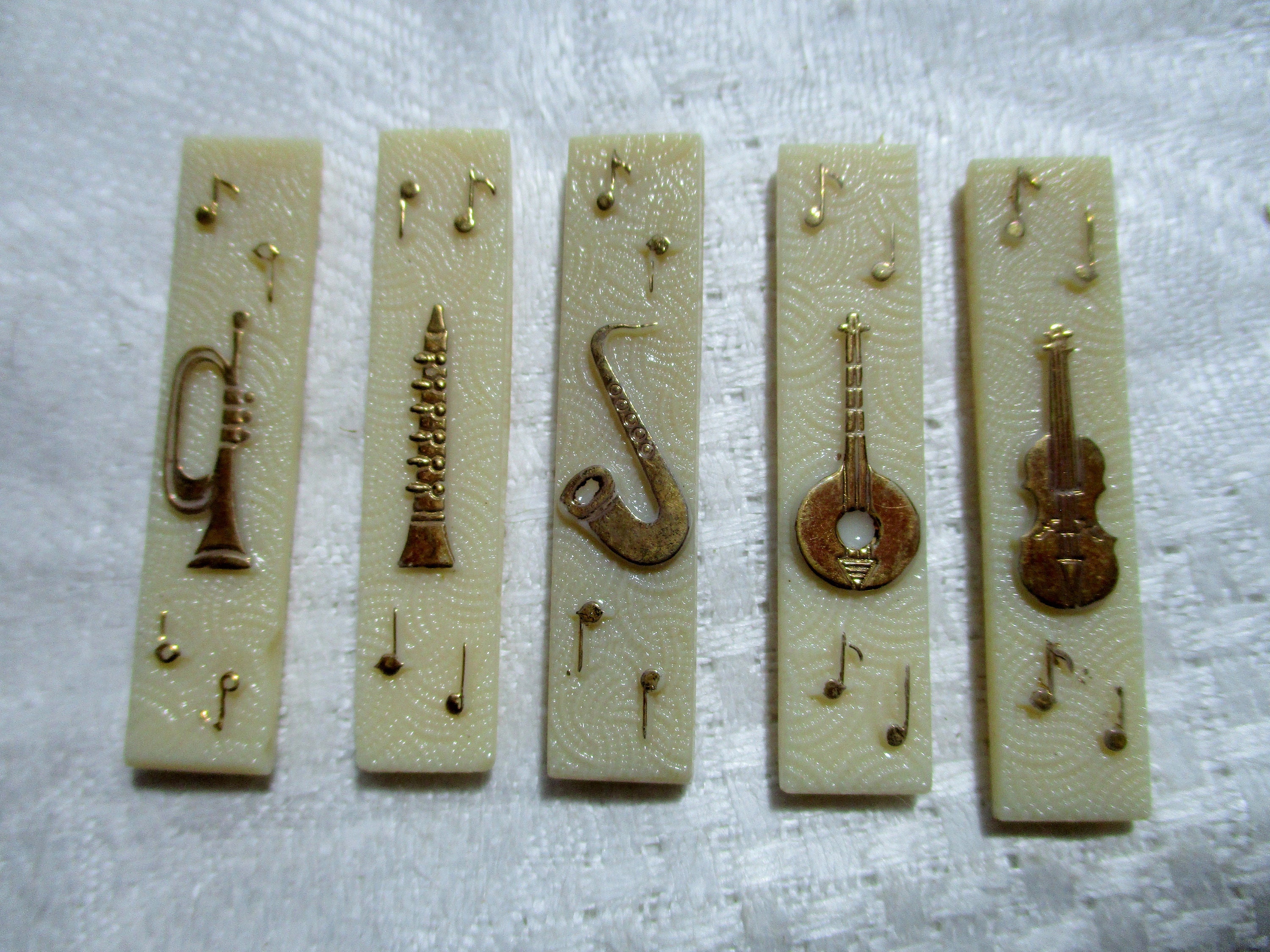 Vintage Musical Instruments Rectangular Ivory Glass w/ Gold | Etsy