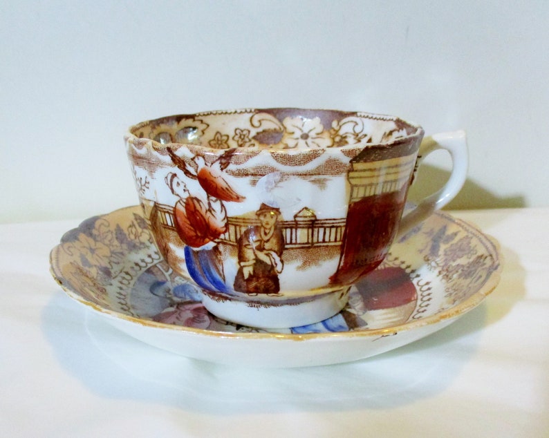Vintage Chinoiserie/chinese Scenic Toile Tea Cup and Saucer - Etsy