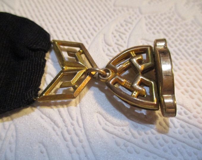 Antique Edwardian Pocket Watch Ribbon, Black Grosgrain Ribbon With Fob ...