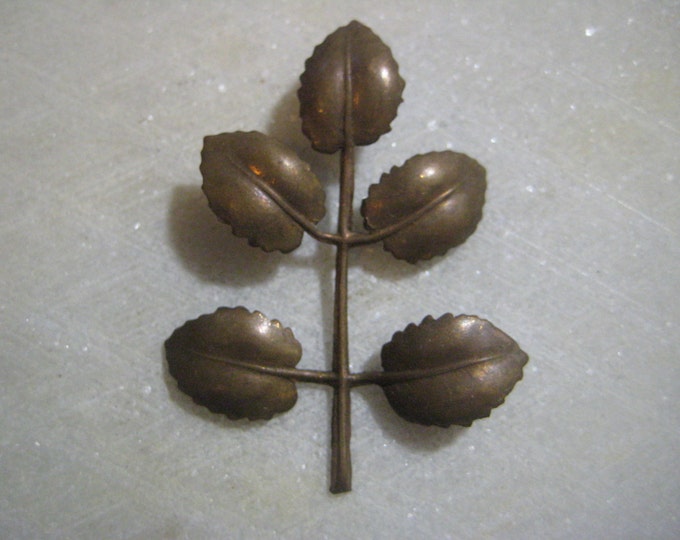 Vintage Leaf Branch Stamping, 1940s French Stamped Brass Detailed ...