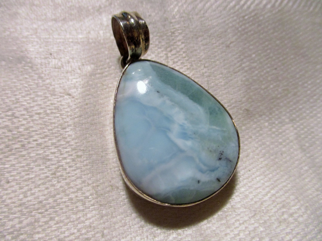 Natural Larimar Smooth Pear Shaped Gemstone Pendant/necklace Focal ...