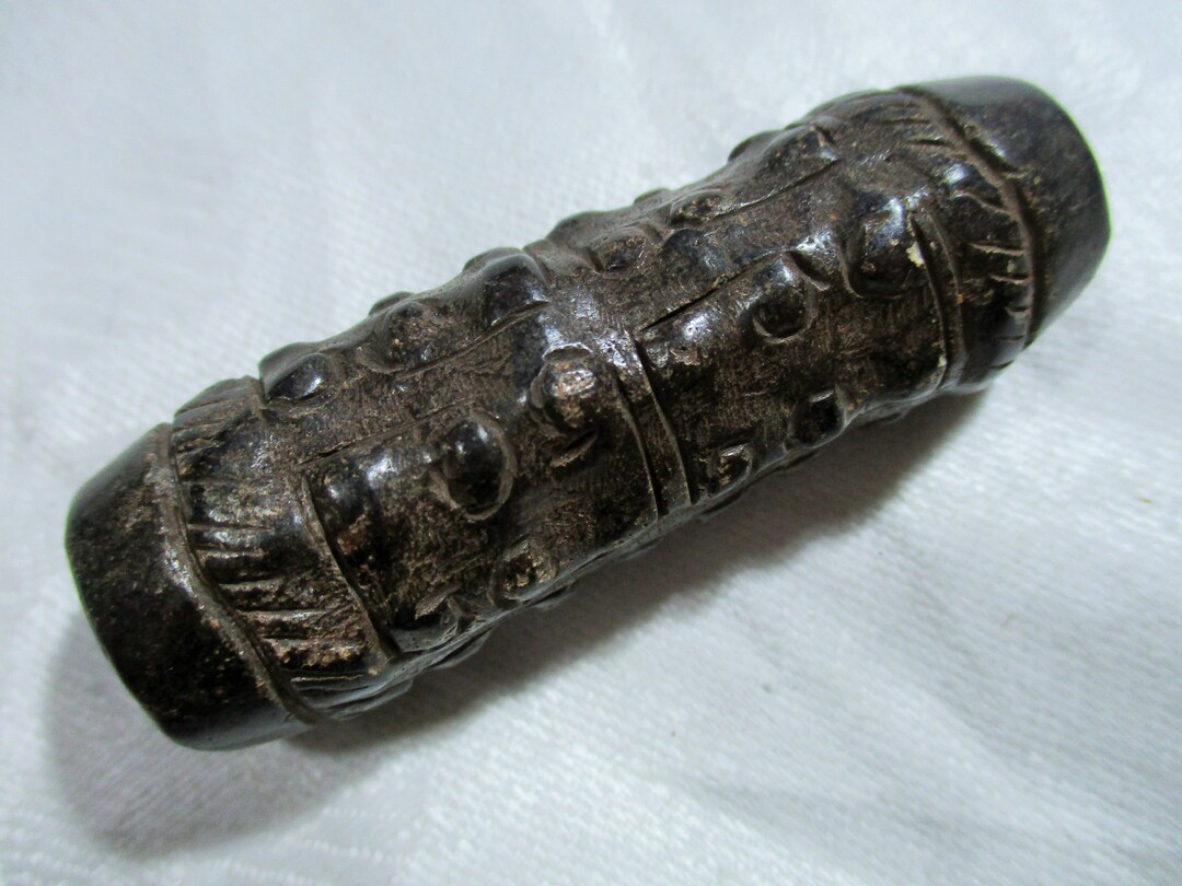 Soochow Jade Carved Barrel Bead Focal/centerpiece/jewelry Component ...