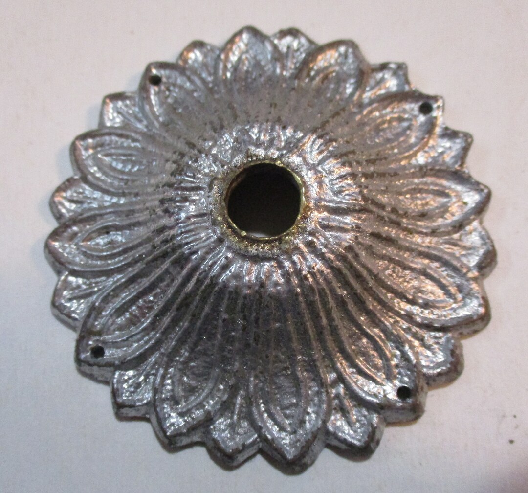 1 Vintage Fancy Leaf Like Design Silver Painted Cast Brass Lamp Bobeche ...