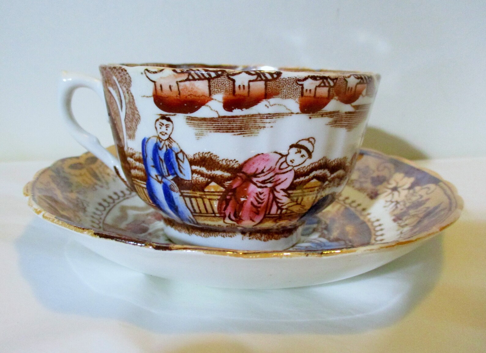 Vintage Chinoiserie/chinese Scenic Toile Tea Cup and Saucer - Etsy