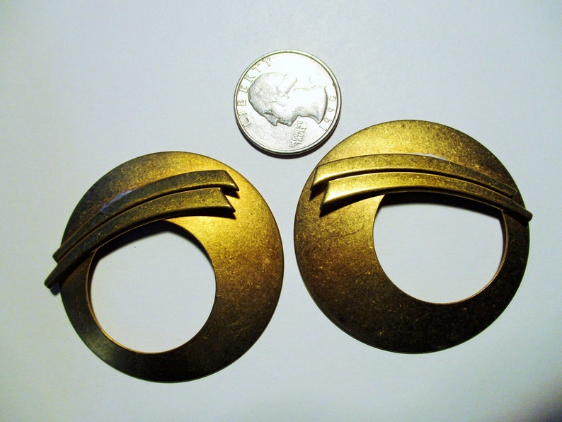 6 Vintage Open Center Art Deco Style Hoops Round - Etsy