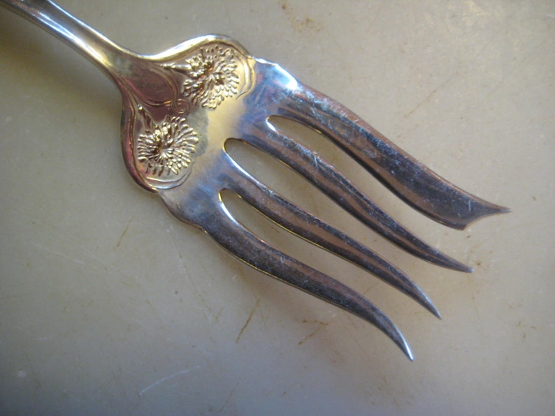 Antique 1908 Silverplate Meat Fork, Carnation Pattern, by W. R ...