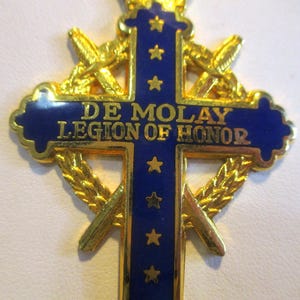 Vintage Demolay Legion of Honor Brass Cross With Enamel, Medal Award ...