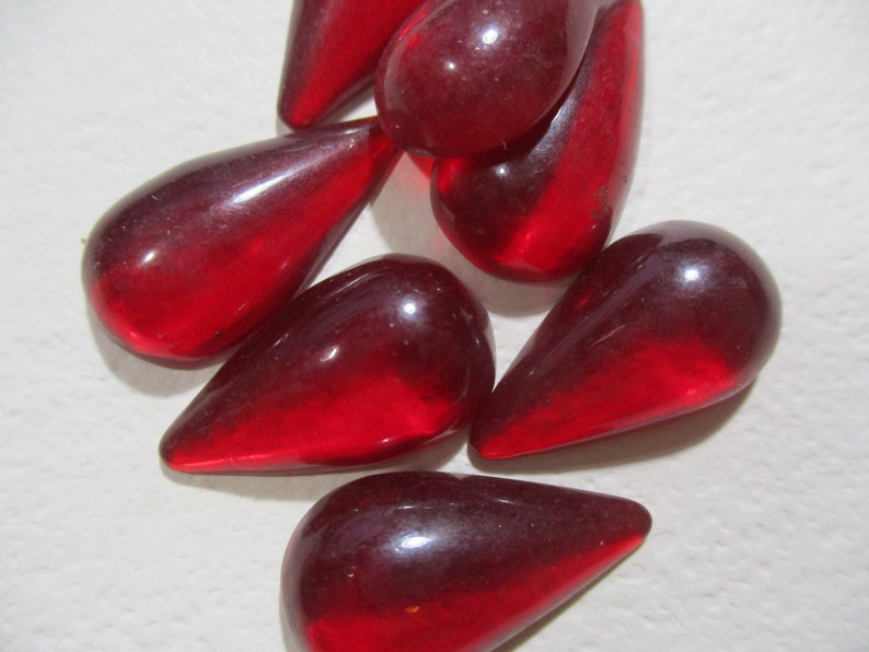 2 Vintage Semi Transparent Ruby Red Bakelite Pear Shaped - Etsy