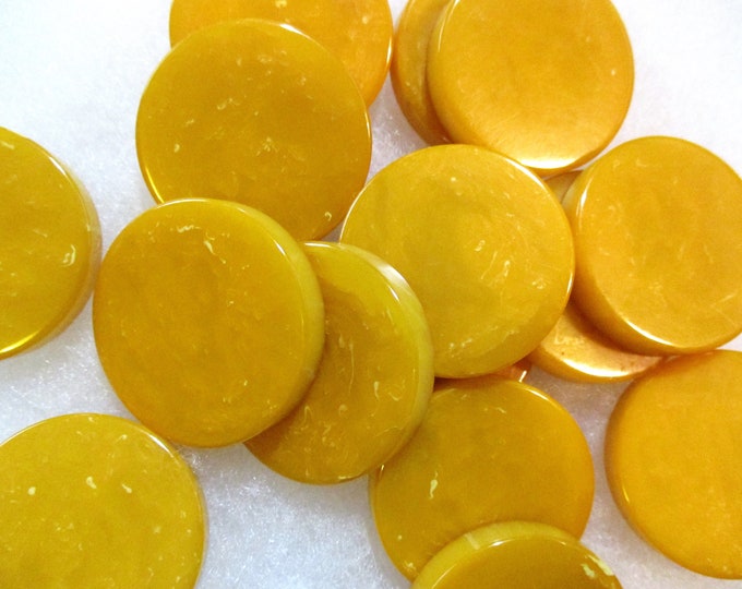 Vintage Yellow Mottled Bakelite Disk, Simichrome Tested, Jewelry ...