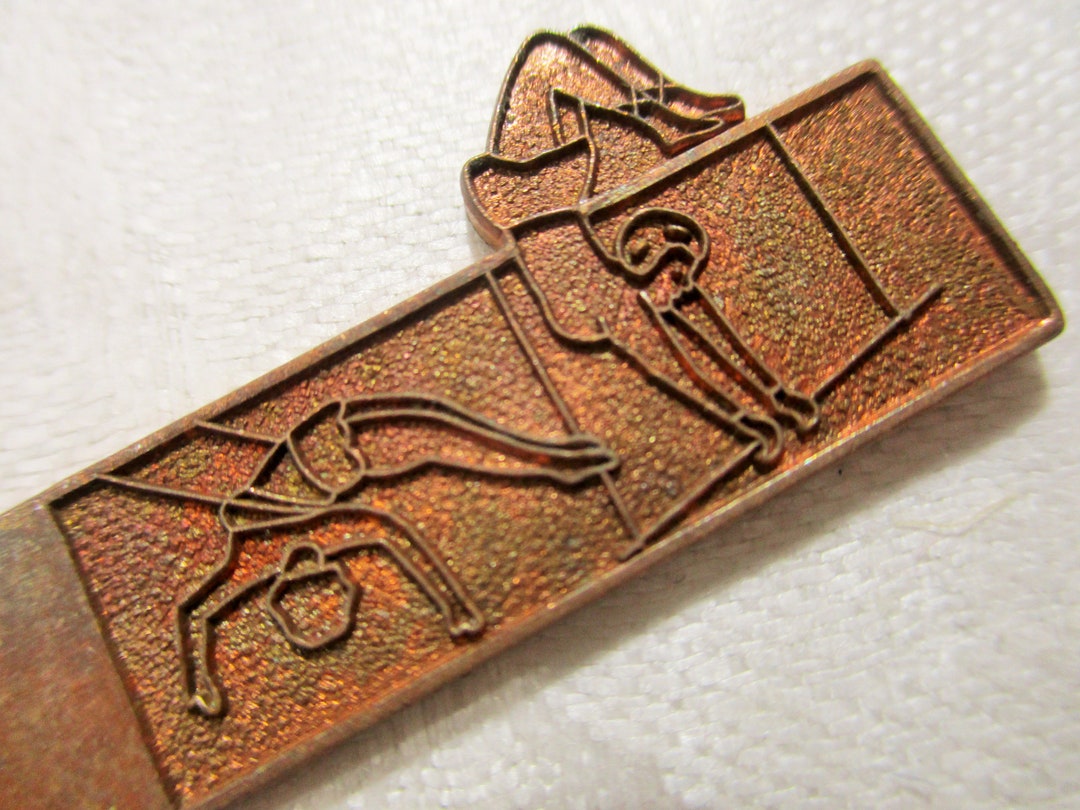 Vintage Art Deco Girl on A Trapeze Design Element, French Die Struck ...