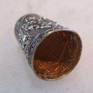 Vintage Sterling Silver Repousse Sewing Thimble With A Coat of Arms and ...