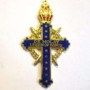 Vintage Demolay Legion of Honor Brass Cross With Enamel, Medal Award ...
