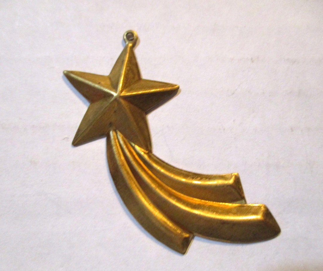 Vintage Shooting Star; Celestial Light in the Sky, Stamped Brass Drop ...