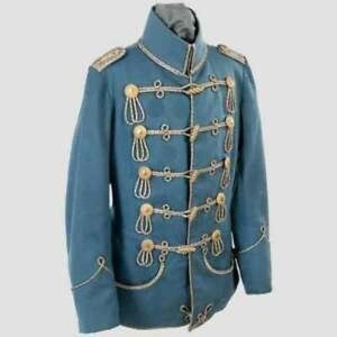Sky Blue Wool Hussar Jacket: Golden Braiding Military Style - Etsy