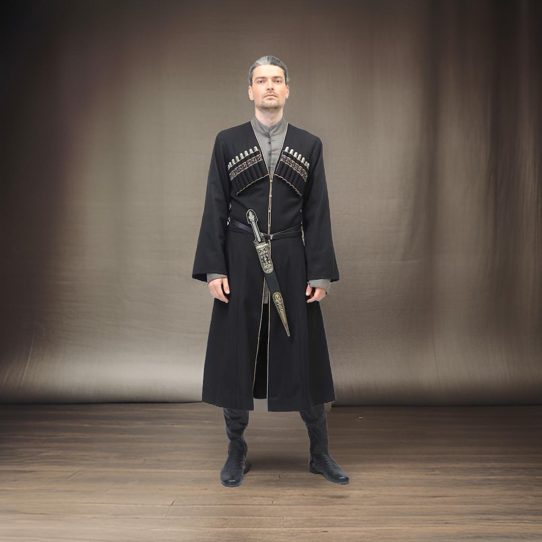 Men's Black Wool Chokha: Georgian Bekirka Dance Costume - Etsy