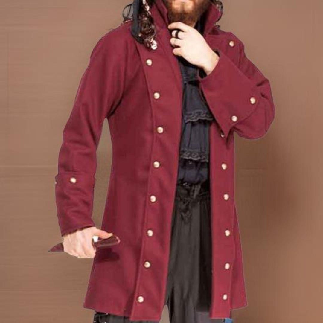 Maroon Pirate Jacket: Wool Blend Colonial Steampunk Cosplay Coat - Etsy