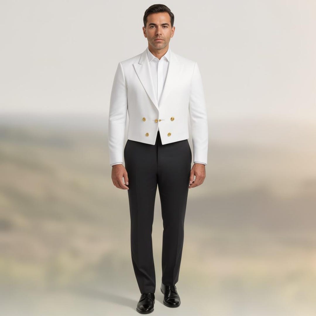 Men's Black and White Complete Dinner Dress White Coat - Etsy
