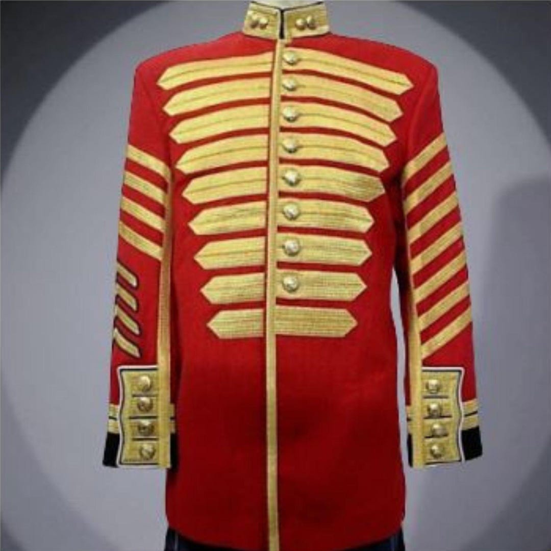 Men's British Grenadier Guards Drum Major Red Wool Tunic Golden Jacket ...