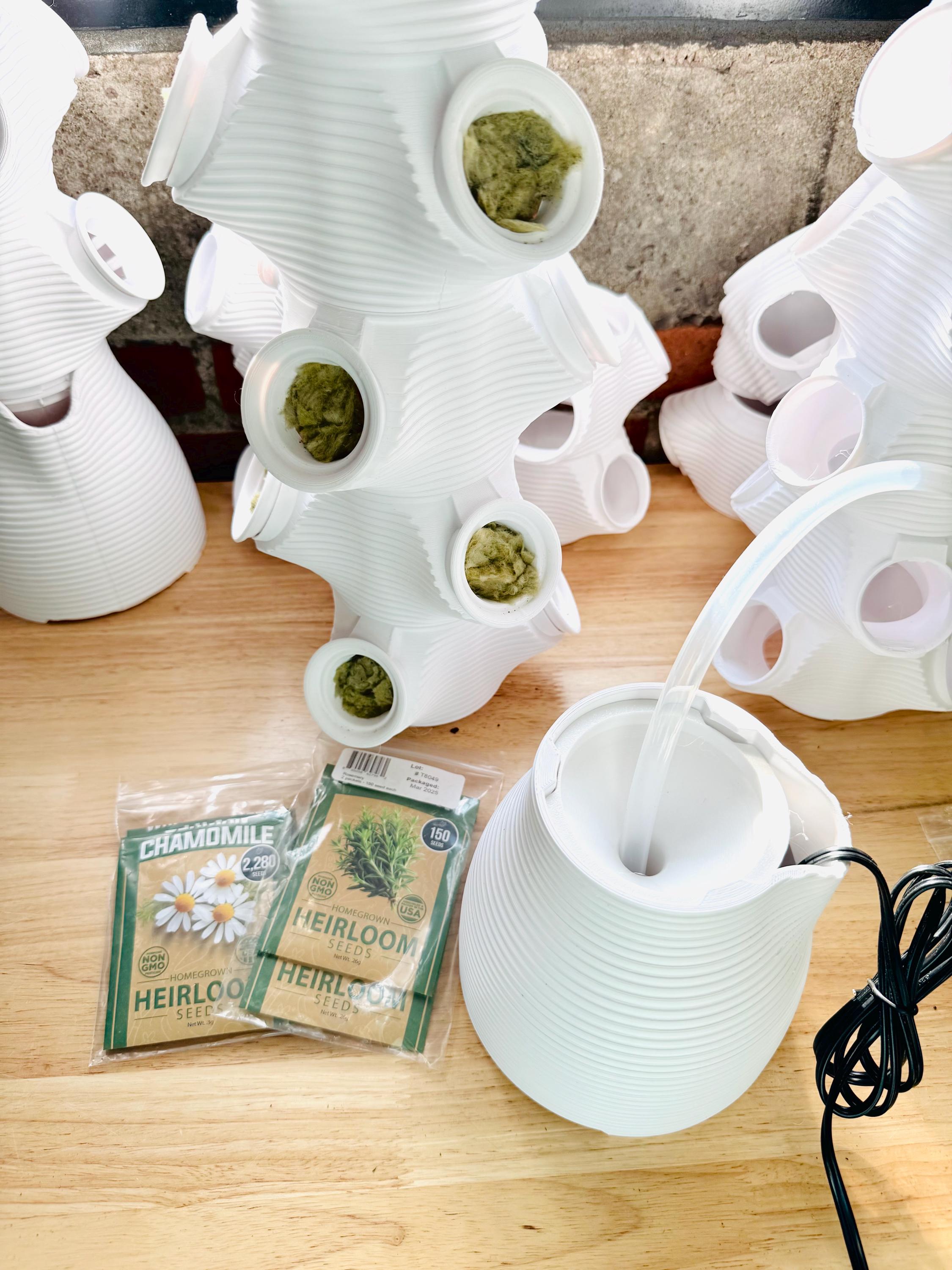 Indoor Desktop Hydroponic Herb Garden Tower | Stackable Grow System Kit ...