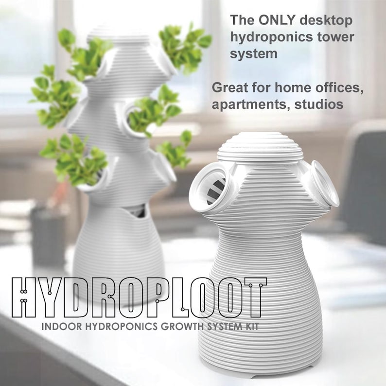 Indoor Desktop Hydroponic Herb Garden Tower | Stackable Grow System Kit ...