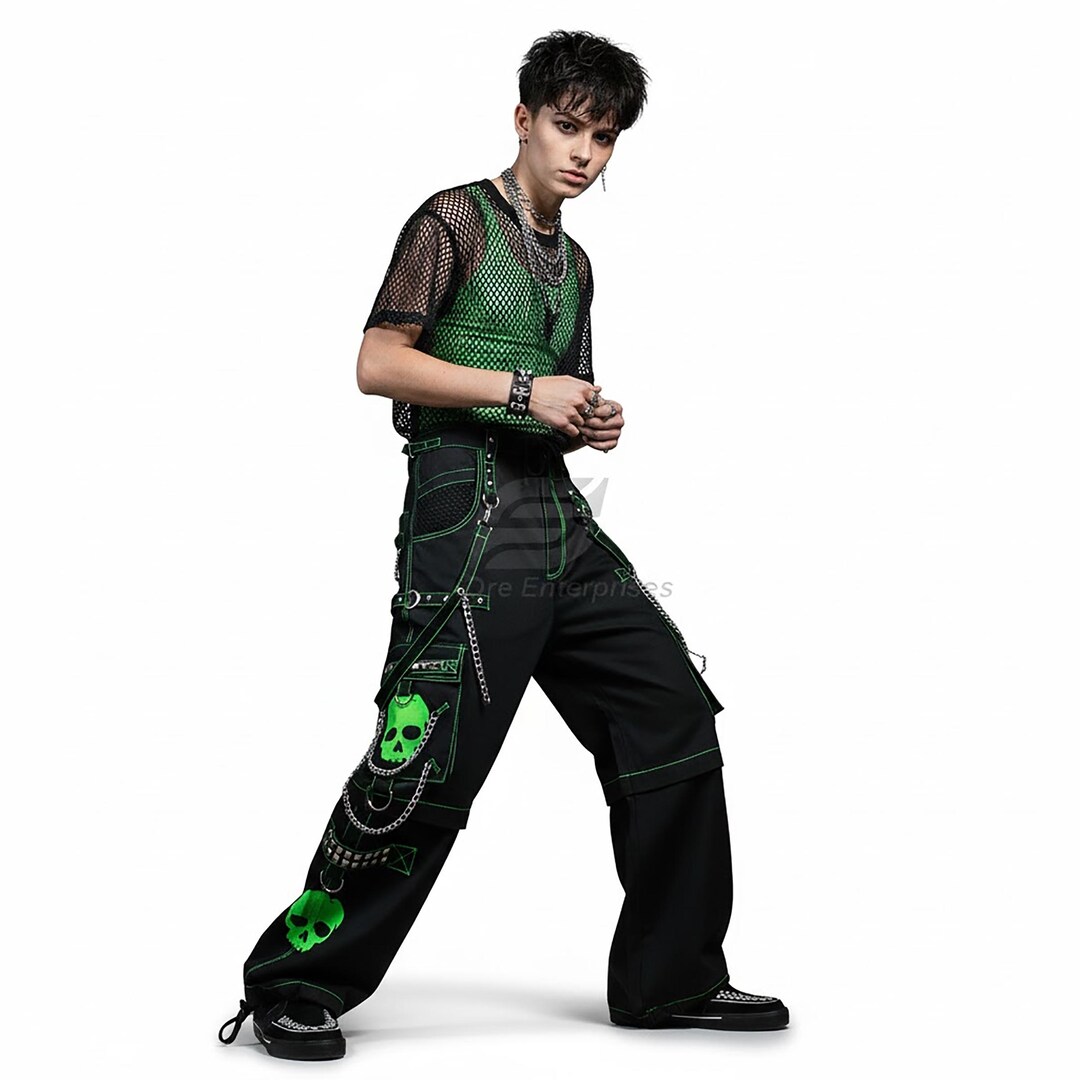 Gothic Black New Green Devil Skull Pant - Etsy