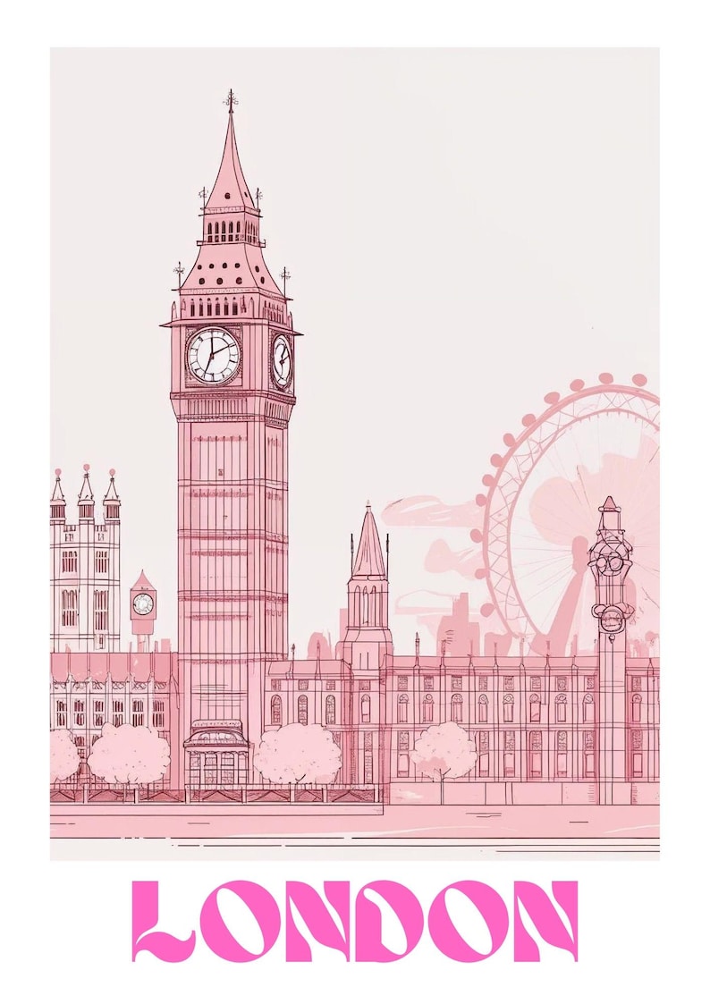 London Travel Poster, Retro London Print, Mid Century Travel Print ...