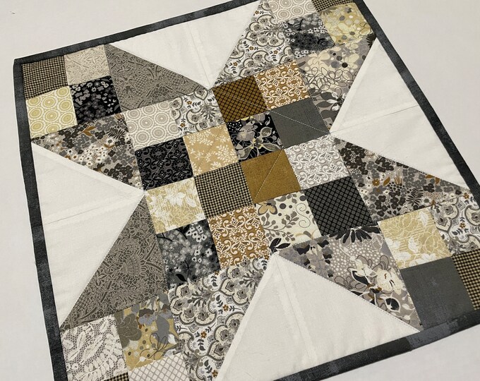 Contemporary Quilted Table Runner, Quilted Table Topper, Modern Table ...